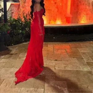 Lumnije Krasniqi | Dresses | Custom Elegant Red Lace Offshoulder Dress ...